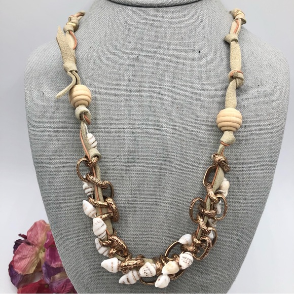 Lucky Brand | Jewelry | Lucky Brand Sea Shell Metallic Links Leather ...